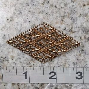 Vintage | Jewelry | Vtg Diamond Shaped Gold Toned Metal W Swirls Pin ...